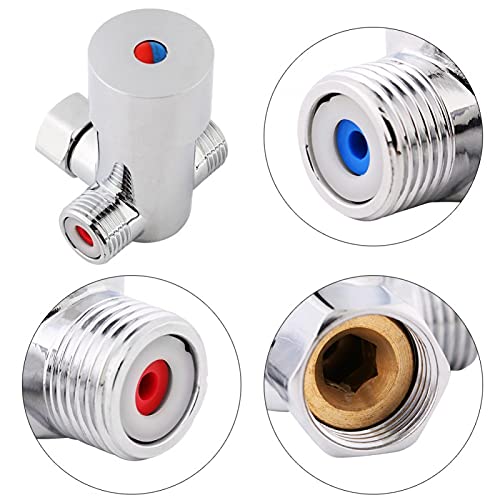 G1/2 Hot Cold Water Mixing Valve, 3 Ways Brass Thermostatic Mixer Valve ...