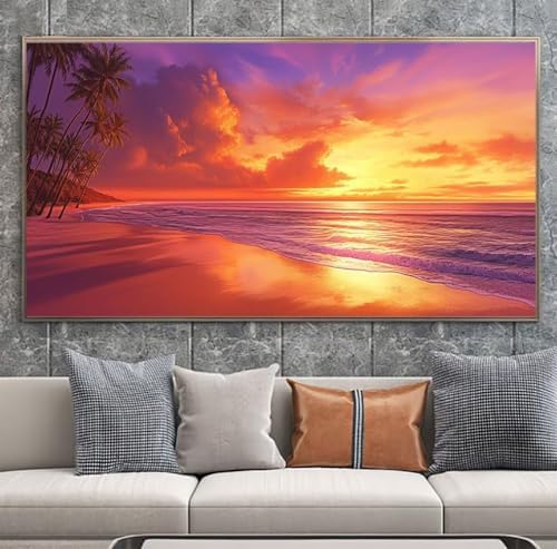 Beach Diamond Art Sunset Large Diamond Painting Kits for Adults 16x32in ...