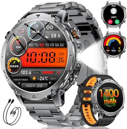 SUNKTA Smartwatch Uomo 1400 mAh grande batteria 1,7" HD Bluetooth ...