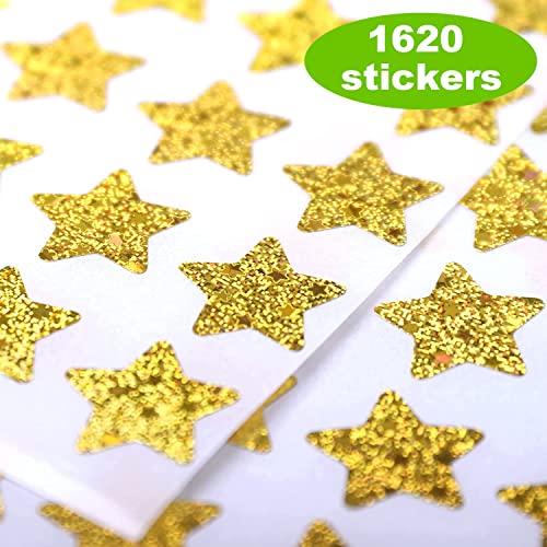 Snapklik.com : 1620 Holographic Foil Small Gold Star Stickers For Kids ...