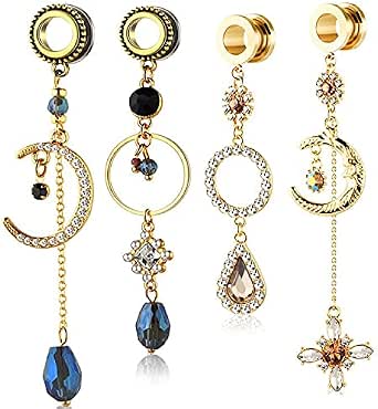 Amazon.com: 2 Pairs Stainless Steel Dangle Gauges Earrings Plug Ear ...