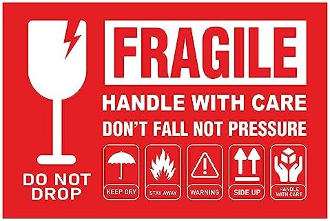 INKWARE Fragile Stickers - 3"x 2" Strong Adhesive Red Fragile Labels ...