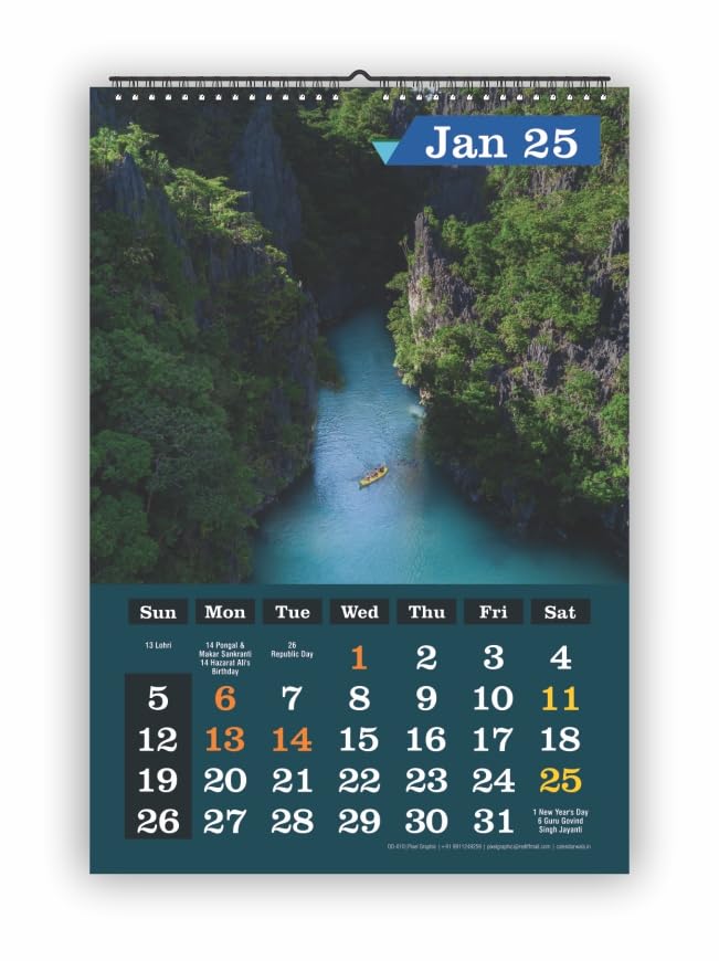 Pixel Scenary Natural Office Date Wall Calendar for Office and Home ...