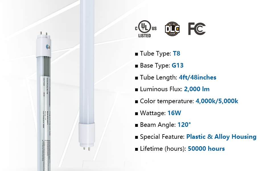 Snapklik.com : Sokply 4FT LED T8 Tube Light Bulb 16W 5000K, 2000Lum ...