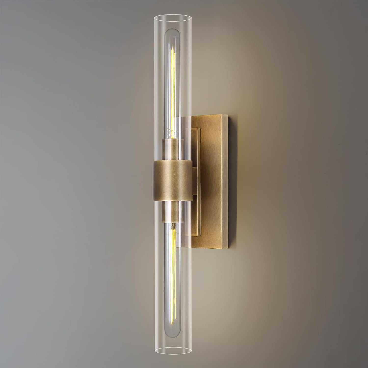 Brass Vanity Light Hardwired, 2-Light Bathroom Wall Sconce Over Mirror, 22.8" Gold Vanity Lights ...