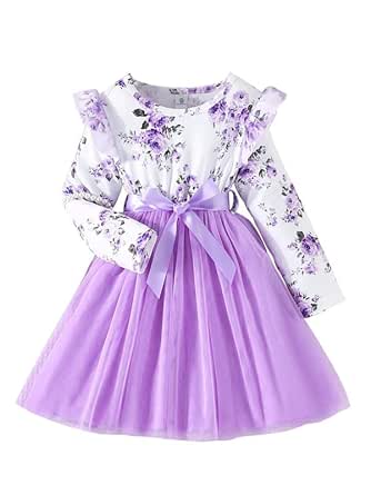 Buy Niren Enterprise Purple COCHOA Floral Printed Net Flaired Baby ...