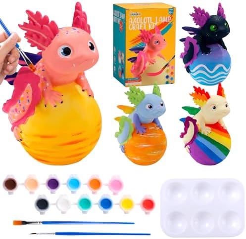 JMMICO Paint Your Own Axolotl Lamp, Axolotl Crafts Kit, Arts and Crafts ...