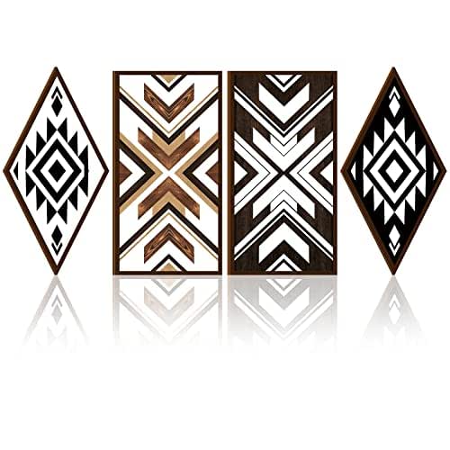Amazon.com: 4 Pieces Farmhouse Home Wall Decor Aztec Wooden Sign Wall ...