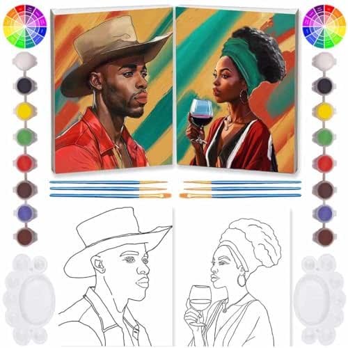 Amazon.com: 2Pcs Paint and Sip Kit for Adults,Pre Drawn Canvas to Paint ...