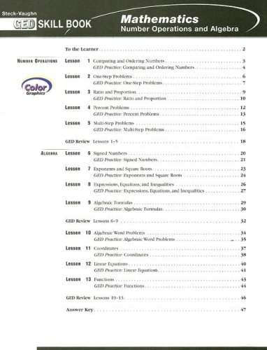 Amazon.com: Mathematics: Number Operations and Algebra GED Skill Book (Steck-Vaughn GED Skill ...