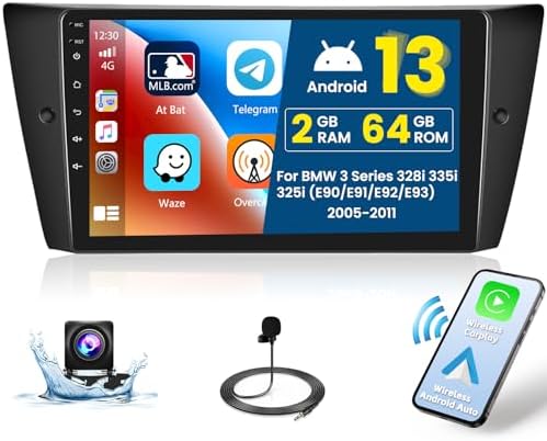 Amazon.com: Inefala 2+64G Android 13 CarPlay Car Stereo Radio for BMW 3 Series 328i 335i 325i ...