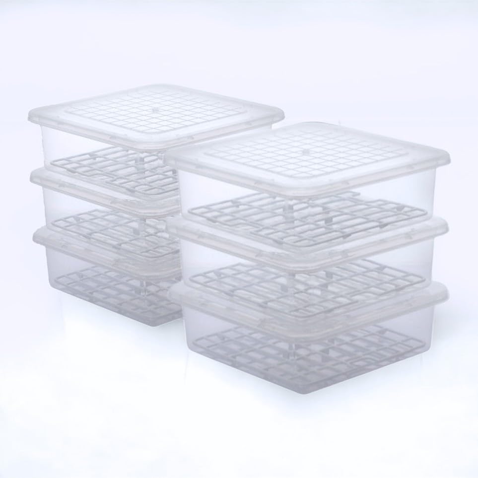MOOZICO 2500ml Fridge Storage Boxes with Removable Drain Plate and Lid ...