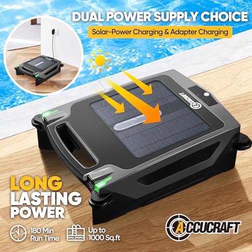 Robotic Pool Skimmer, Solar Powered Automatic Pool Skimmer with Dual ...