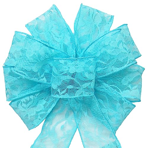 Amazon.com: 10" Light Blue Lace Bows by Alpine Holiday Bows - Lace Bows ...