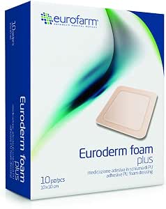 Euroderm Foam Plus (10 cm x 10 cm) Polyurethane Foam Dressing with ...