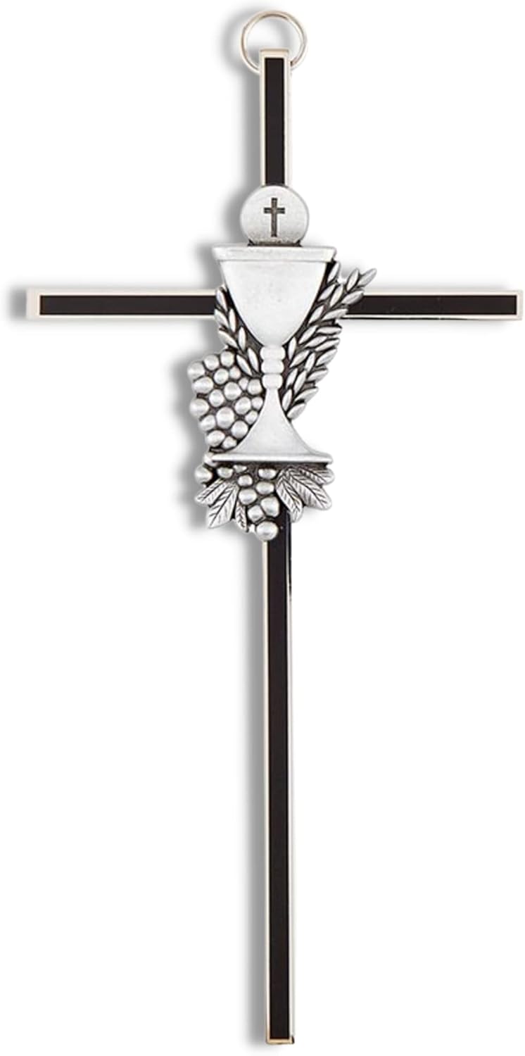 Amazon.com: Needzo First Communion Black Wall Cross, Chalice and Host ...