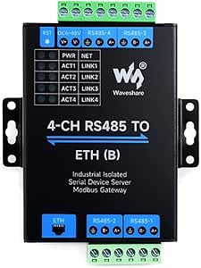 Amazon.com: Coolwell 4-Ch RS485 to RJ45 Ethernet Serial Server 4 Channels RS485 Independent ...