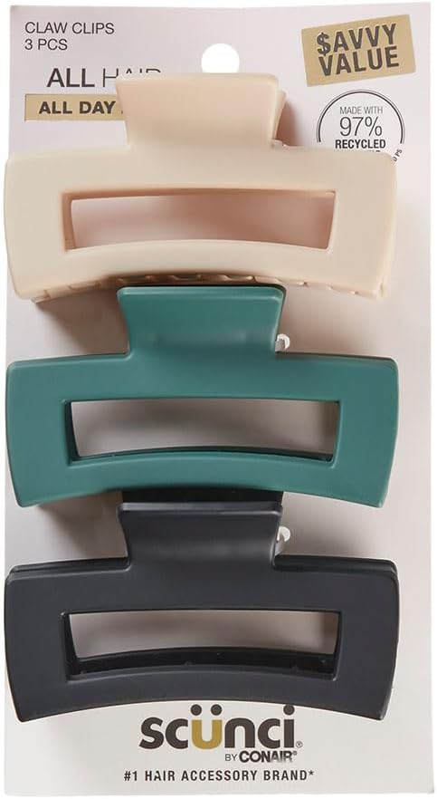 Amazon.com: Scunci by Conair Hair 3-inch claw clips - hair accessories ...