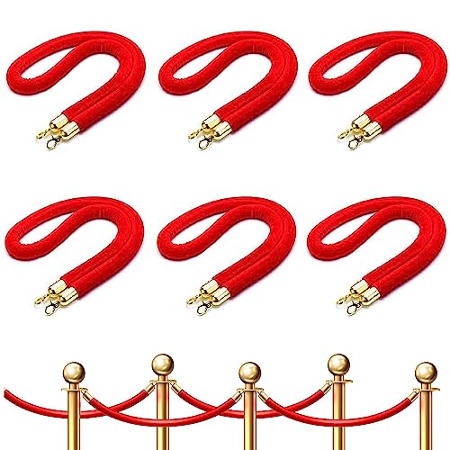 Snapklik.com : 6 Pcs Red Velvet Stanchion Rope, 6 Feet Crowd Control ...