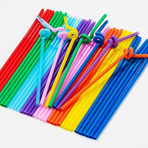 Amazon.com: 400 Count 10.2 Inch Colorful Flexible Plastic Drinking ...