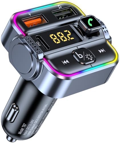 Amazon.com: Bluetooth FM Transmitter Car Adapter, 48W(PD 30W & QC 18W ...