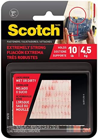 Scotch Extremely Strong Fasteners Holds 10 lb, Wet or Dry, 1 in x 3 in ...