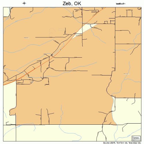 Amazon.com: Large Street & Road Map of Zeb, Oklahoma OK - Printed ...