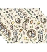 Amazon.com: XCHI Line Drawing Bunny Eggs Leaves Rabbits Easter ...