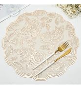 Amazon.com: Round Placemats Pressed Vinyl Metallic Flower Place Mats ...