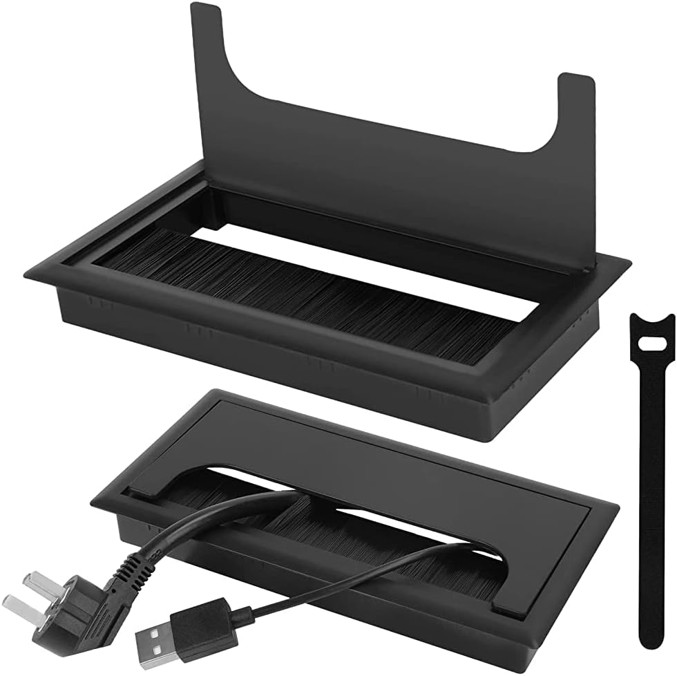 Passe Câbles Encastrables Bureau,2 Pièces Carrée Noir Passe Câbles ...