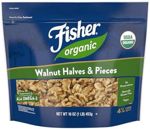 Amazon.com : Fisher Organic Walnut Halves & Pieces 16 oz, USDA ...