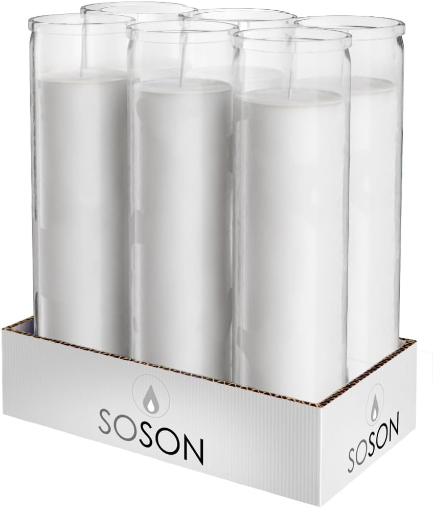 Amazon.com: Generic White 8" Prayer Glass Candles - 12 Pack Devotional ...