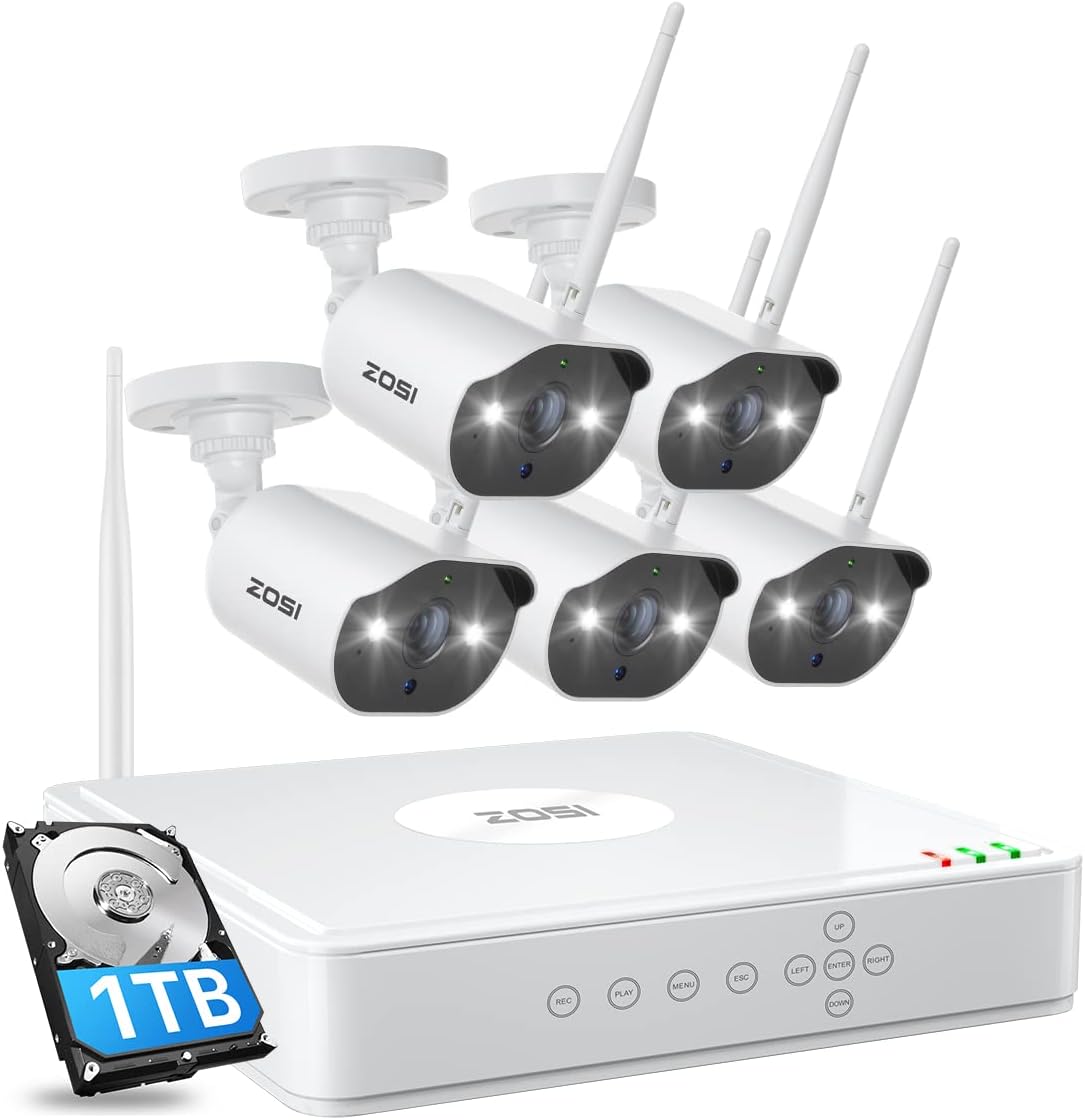 Amazon.com : ZOSI Spotlight Security Camera Wireless System with 2-Way ...