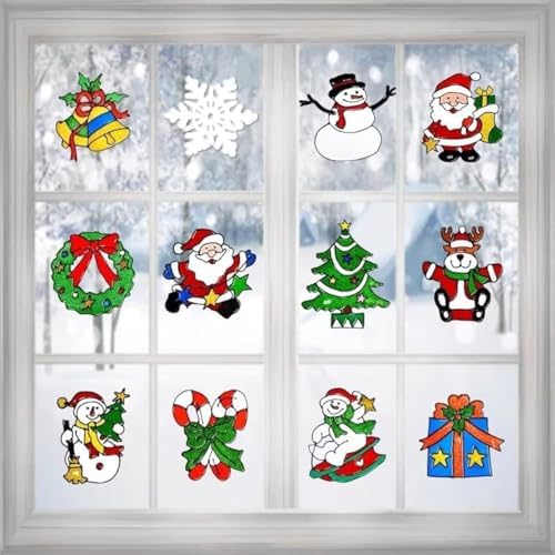 Amazon.com: HAKOTI Christmas Window Stickers (9PCS) - Red & Green, PVC ...