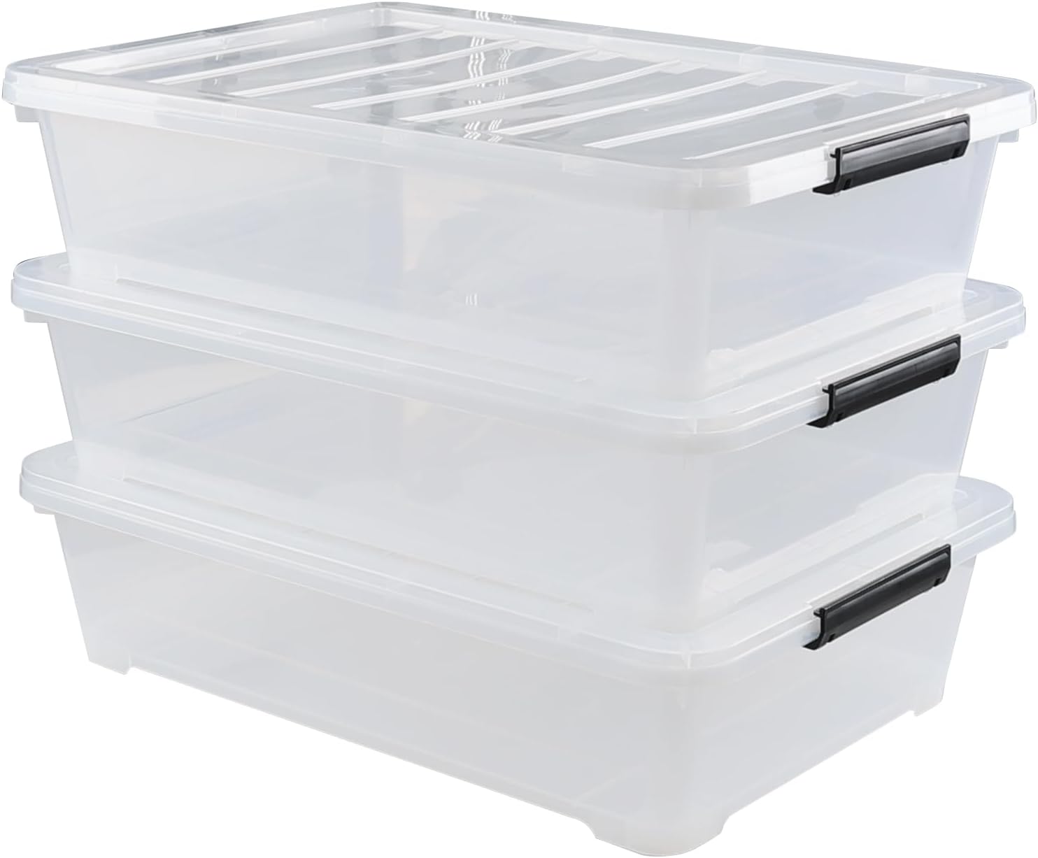 Amazon.com: Citylife 57 QT Plastic Under Bed Storage Bins with Double ...