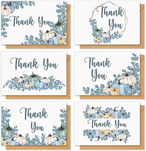 Amazon.com : Fancy Land Thanksgiving Thank You Cards Pumpkin Fall Baby ...