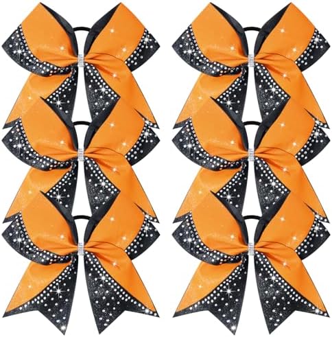 Amazon.com : 6PCS Glitter Cheer Bow Large Cheer Bows Rhinestones Hair ...