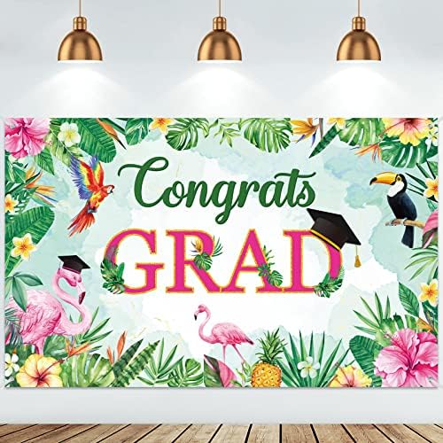 Amazon.com : Avezano Aloha Graduation Backdrop Hawaiian Luau Congrats ...