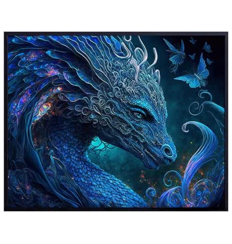 Amazon.com: Blue Dragon Wall Art - Dragon Decorations - Sci Fi Video ...