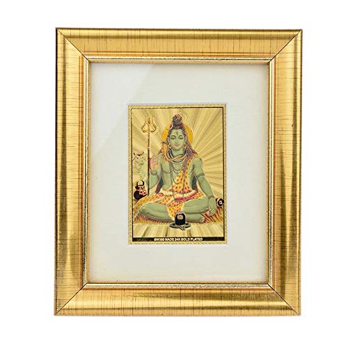 Rcube 5 Inch Mini Divinity Gold Foil Painting of Lord Shiva with Golden ...