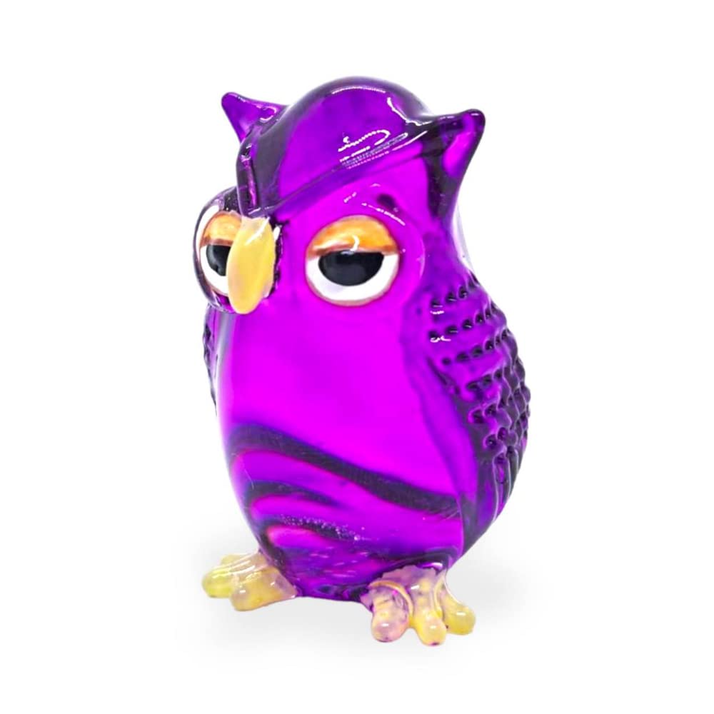Amazon.com: ChangThai Design Tiny 1½" High Purple Owl Glass Figurine ...