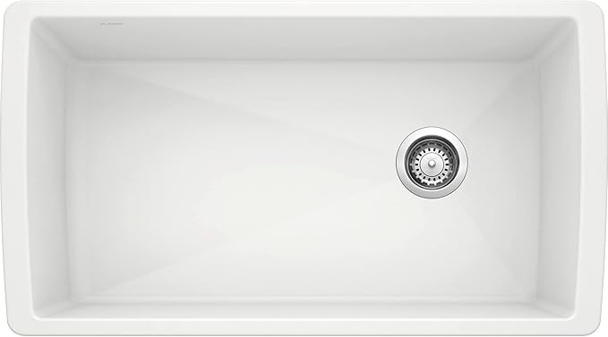 BLANCO, White 441767 DIAMOND SILGRANIT Super Single Undermount Kitchen ...