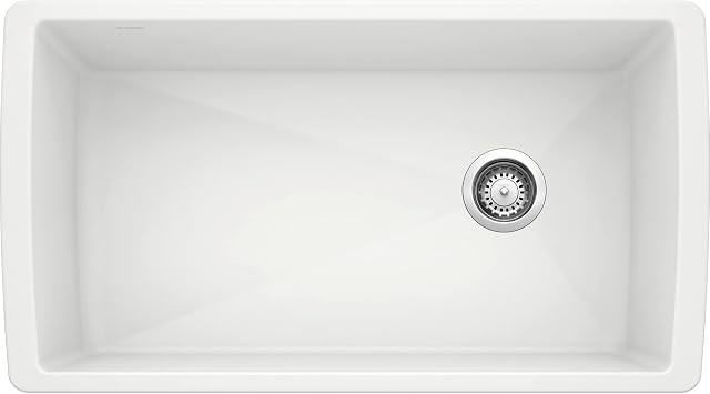 BLANCO, White 441767 DIAMOND SILGRANIT Super Single Undermount Kitchen ...