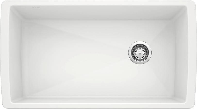 BLANCO, White 441767 DIAMOND SILGRANIT Super Single Undermount Kitchen ...