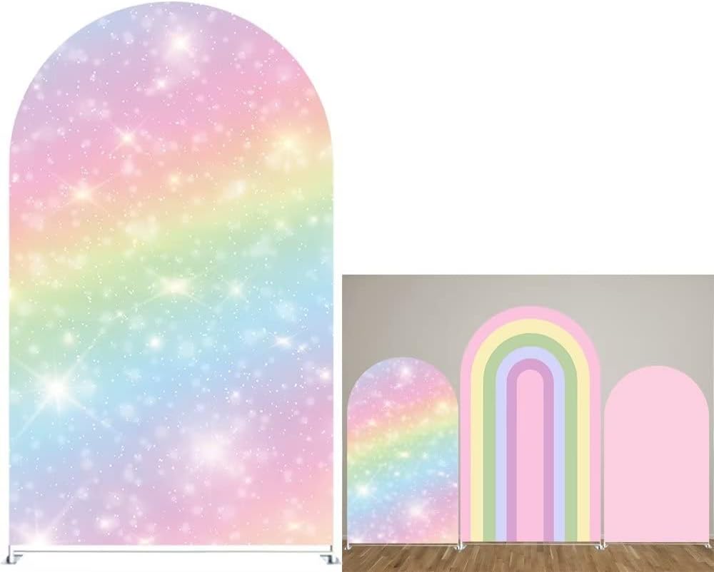 Amazon.com: HUAYI Double Sided Rainbow Arch Backdrop Cover for Birthday ...