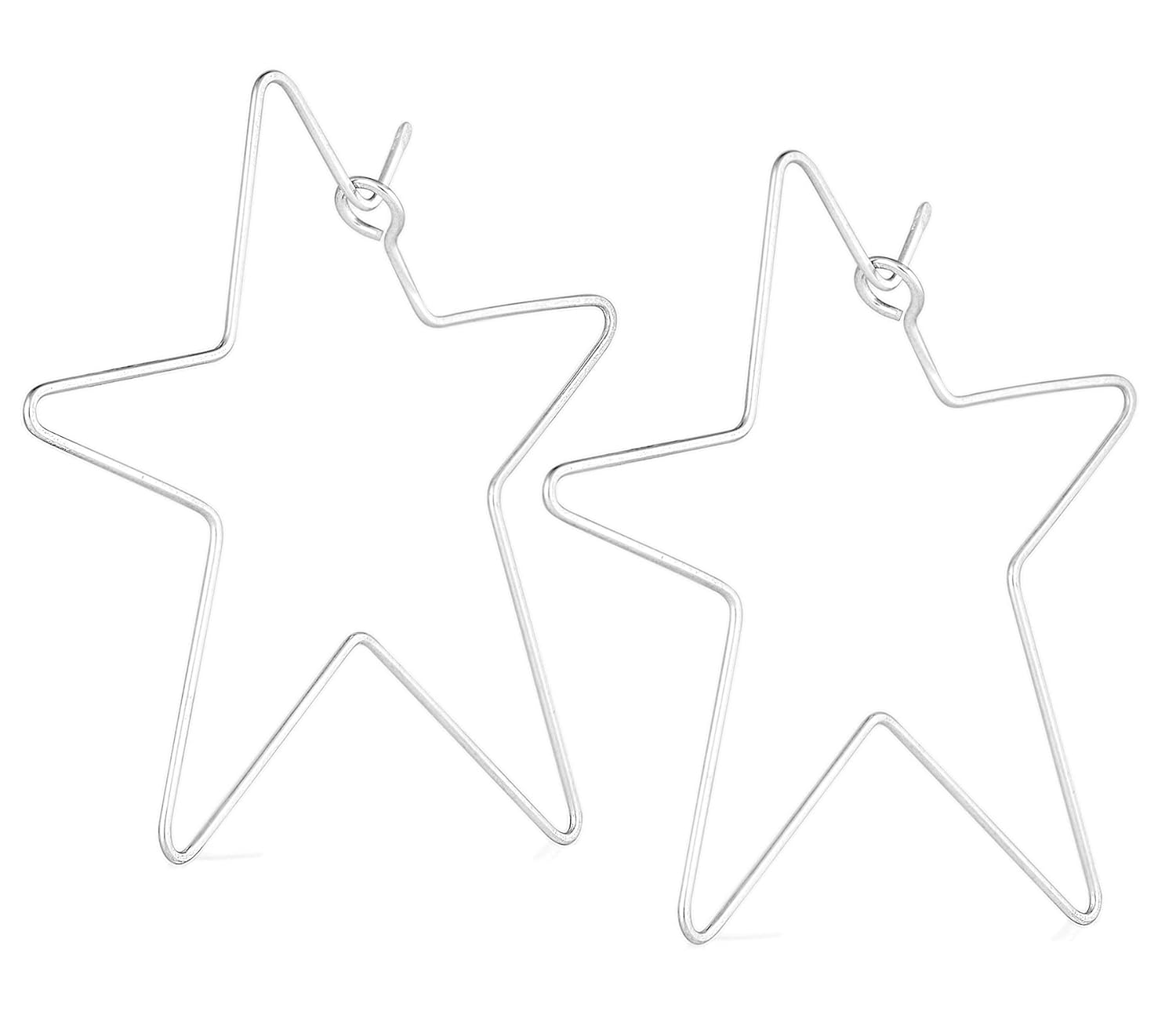 Amazon.com: Star Hoop Earrings - Sterling Silver Modern Hoops - Elegant ...