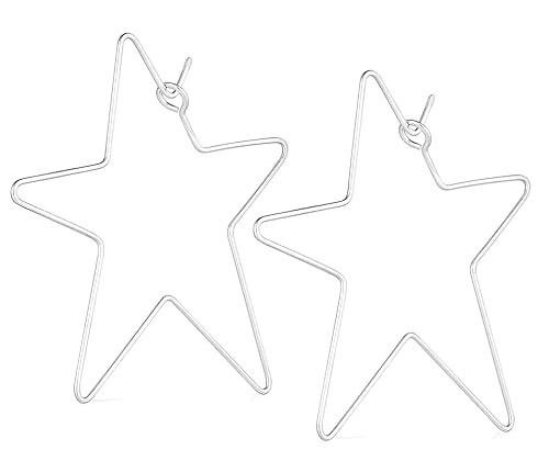 Amazon.com: Star Hoop Earrings - Sterling Silver Modern Hoops - Elegant ...