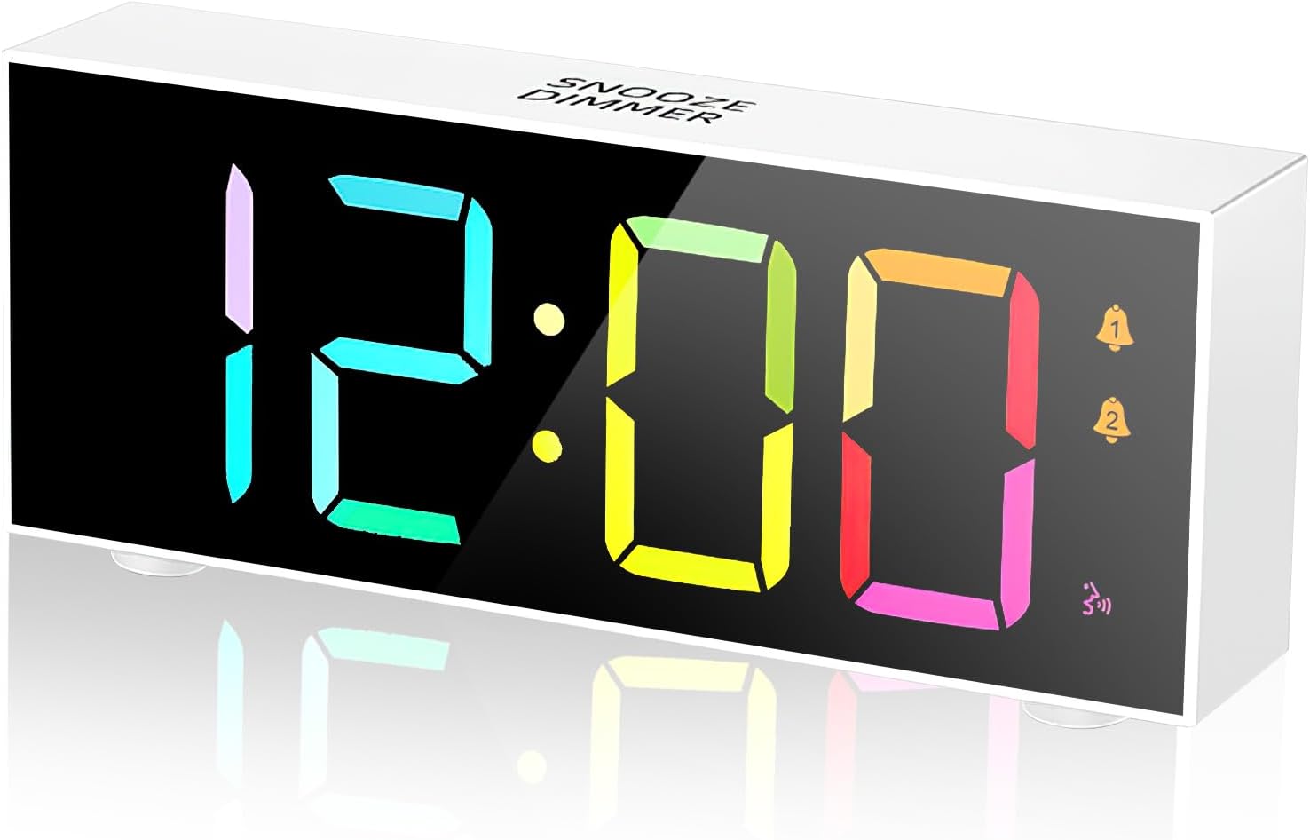 icyant Digital Alarm Clock, 8 RGB Colorful Alarm Clocks Bedside with ...
