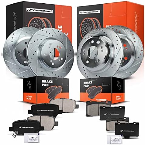 Amazon.com: A-Premium 12.1 inch (307mm) Rear Drilled and Slotted Disc Brake Rotors + Ceramic ...