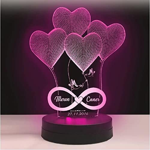 Buy Artistic Gifts Personalized 3D Illusion LED Table Lamp | Heart ...